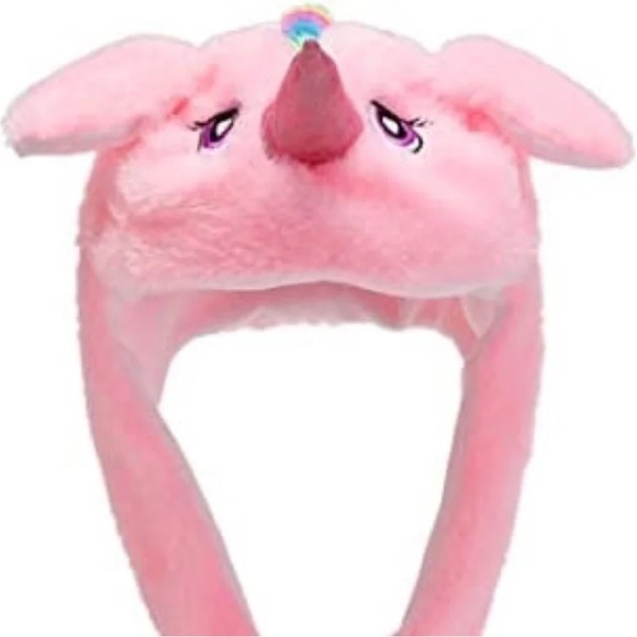 Accessories | Unicorn Pink Plush Led Light Up Floppy Ear Hat Jumping ...